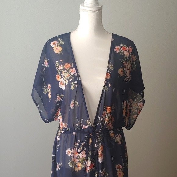 Sim & Sam | Swim | Sim Sam Navy Floral Sheer Maxi Dress | Poshmark